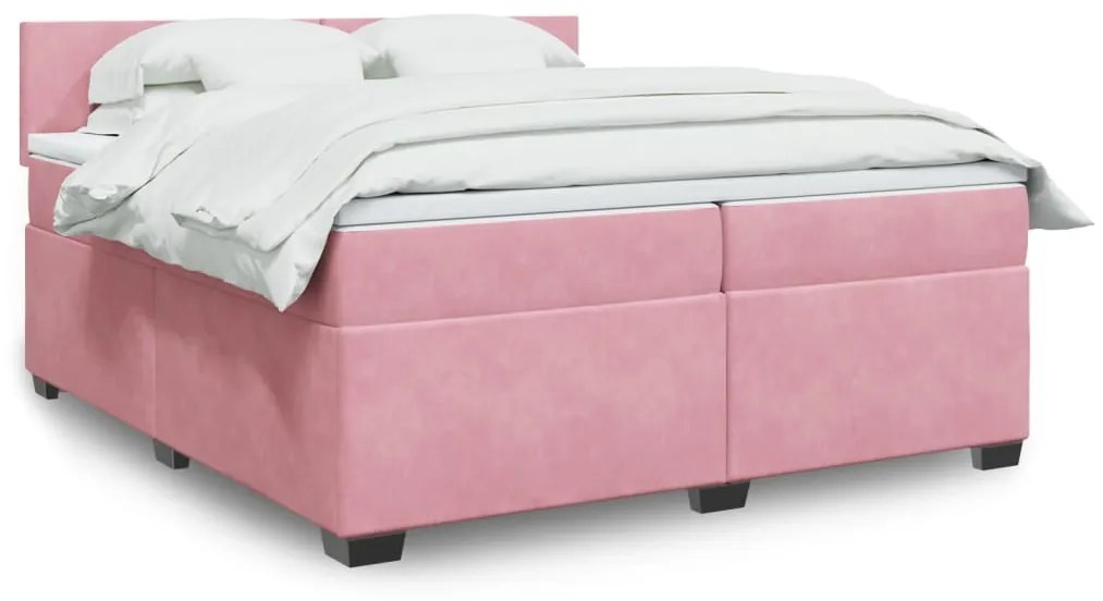 Box spring postel s matrací růžová 200x200 cm samet 3288701