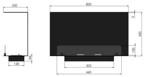 InFire - Vestavěný BIO krb 80x45 cm 3kW černá