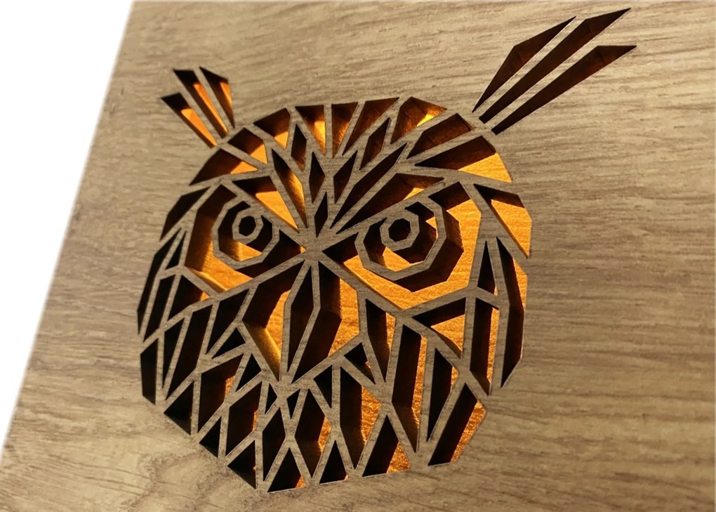 Li-Go "Hlava sovy" lampa 19x19cm provedení povrchu: dub světlý