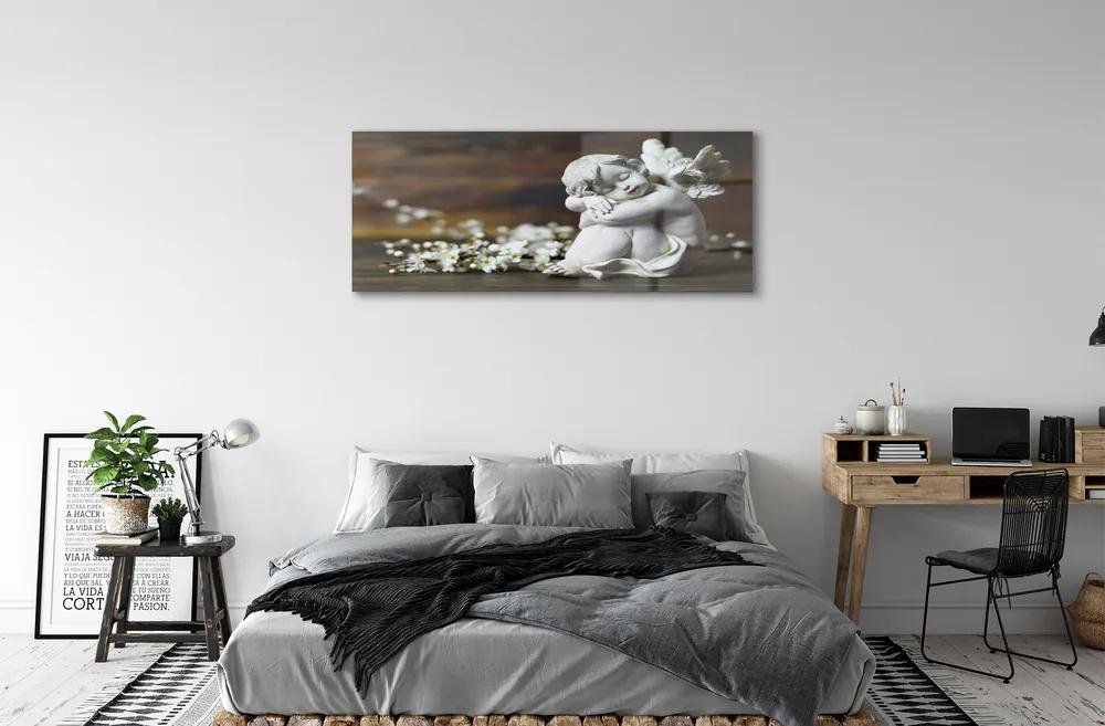 akrylový obraz Spící anděl květiny 120x60 cm