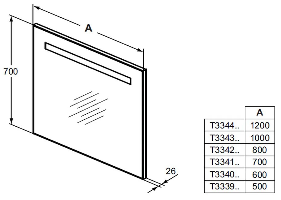 Ideal Standard Mirror &amp; Light - Zrcadlo s osvětlením 1200 mm (60,9 W), T3344BH