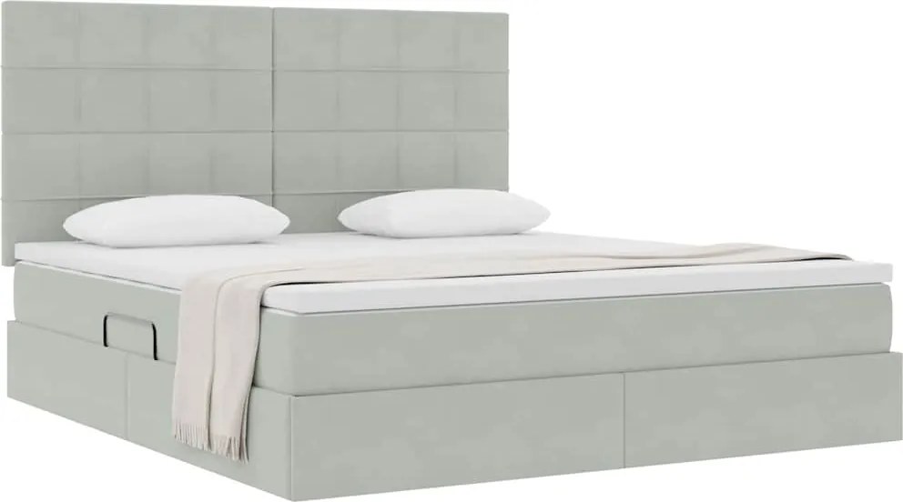 Postel s úložným prostorem a matrací Světle šedá 160 x 200 cm 3372039