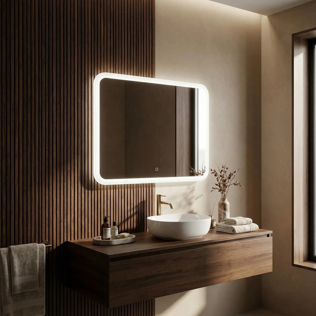 Tutumi Zrcadlo 80x60 cm s regulovatelným LED osvětlením HOM-01522