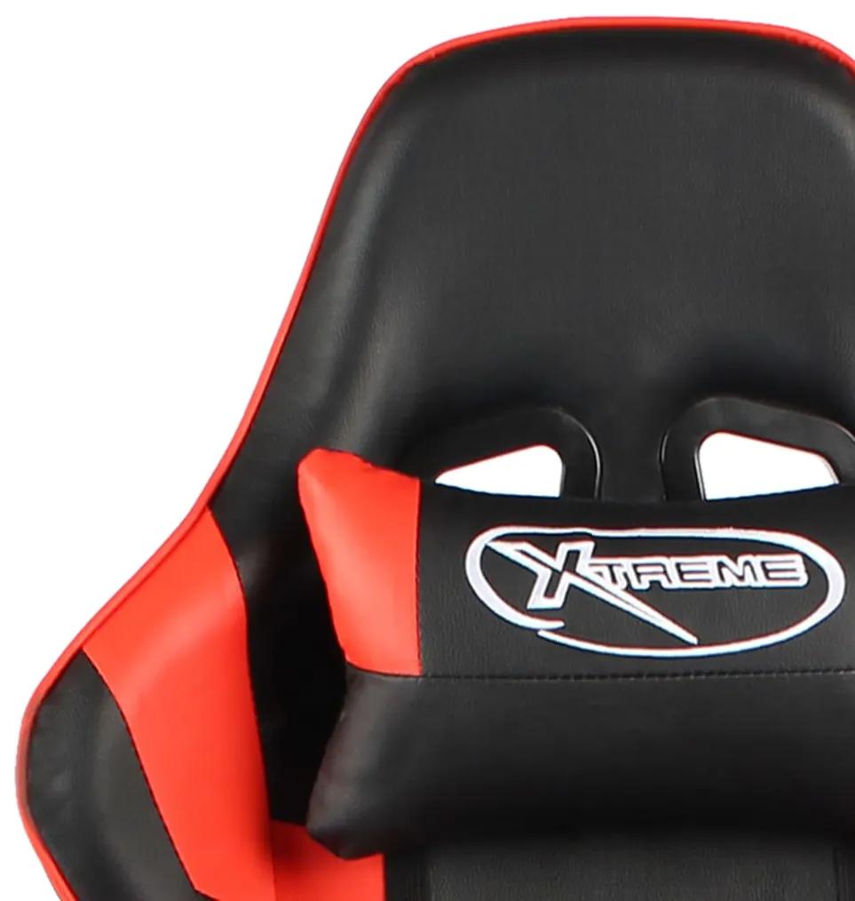 Otočná herní židle s podnožkou červená PVC,  20497