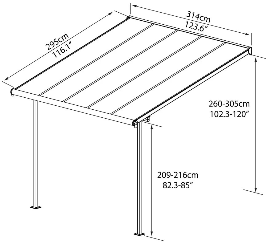 Palram Sierra 3000 bílá 3 x 3 hliníková (montovaná) pergola