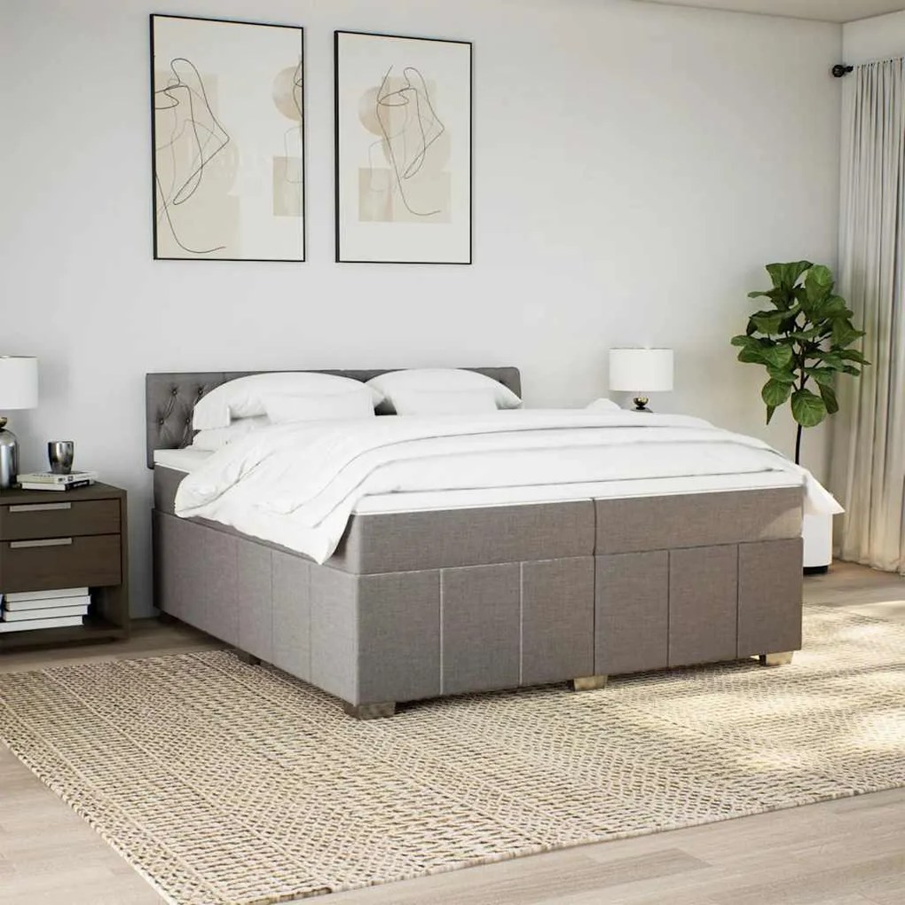 Box spring postel s matrací taupe 200x200 cm textil 3287186