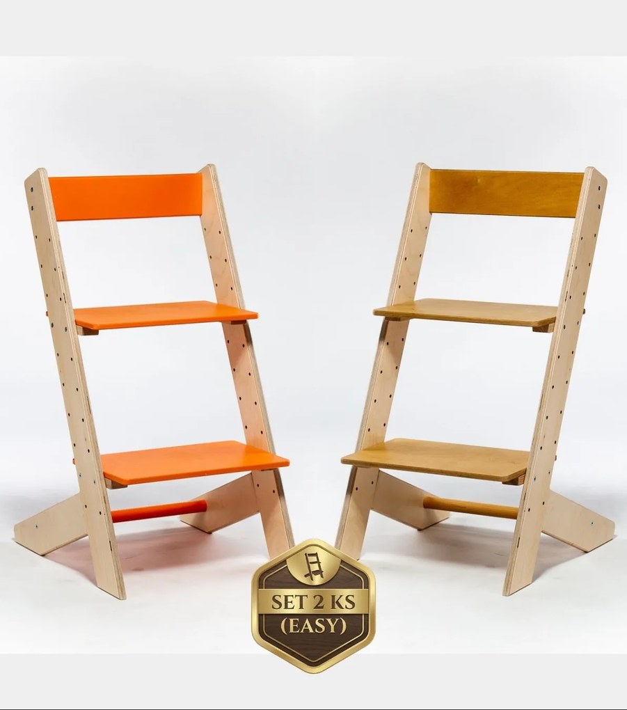 Lucas Wood Style - rostoucí židle EASY LINE zvýhodněný set 2 ks -  oranžová + buk