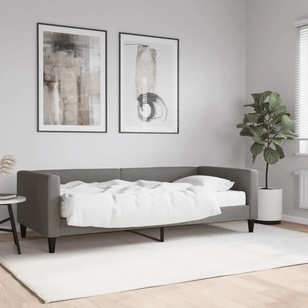 Válenda s matrací tmavě šedá 90 x 190 cm textil 3196571