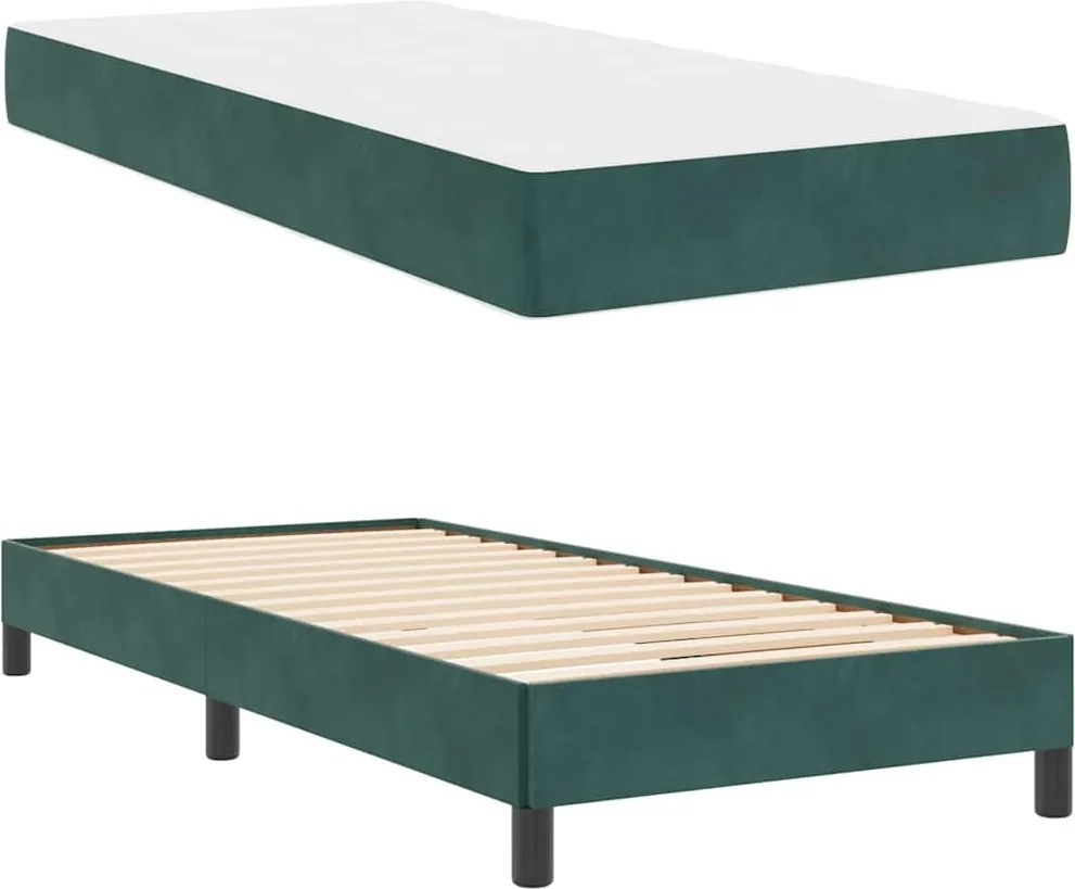 Postel s boxspringem s matrací Tmavě zelená 100 x 200 cm textil 3398674