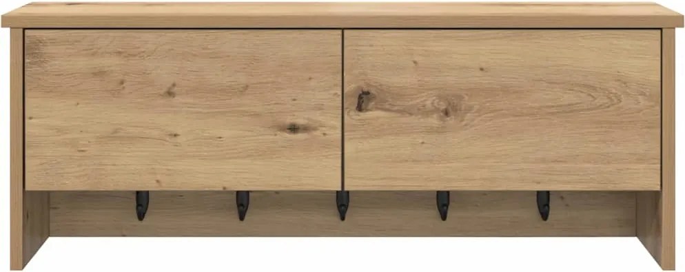 věšák, nástěnný, s dvířky, háčky, kompozitní dřevo, 30x80x20 cm, dub artisan, Dekorino TK20260024