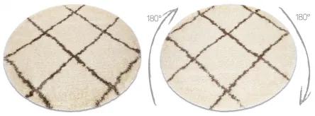 koberec FLUFFY 2373 kruhový shaggy laťková mříž krém / béžový velikost kruh 160 cm | krásné koberce cz