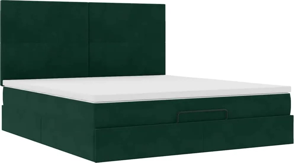 Osmanský rám postele s matracíes tmavě šedá 160x200cm samet 3314261