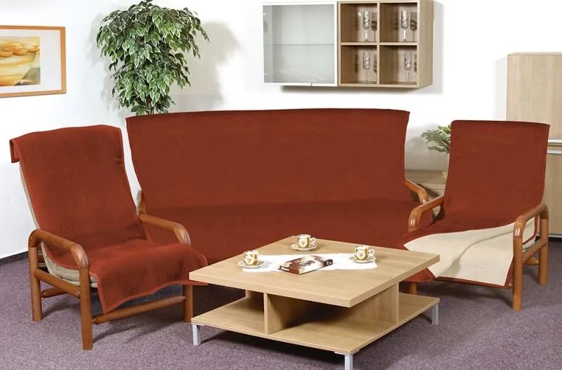 Bellatex Souprava KIRA  PLUS 3+1+1 1ks 150x200 cm 2ks 65x150 cm terra, světlá béžová