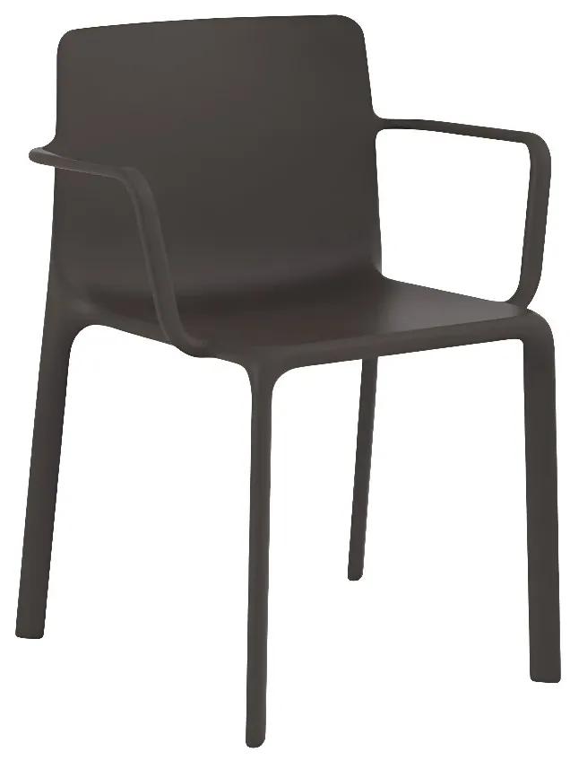 OnaDnes -20% VONDOM Tmavě šedá plastová jídelní židle KES s područkami