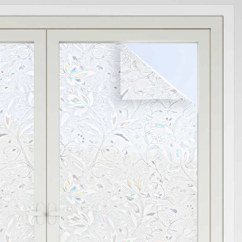 Statická Okenní Fólie Vzor květin 90 x 500 cm PVC 3394716