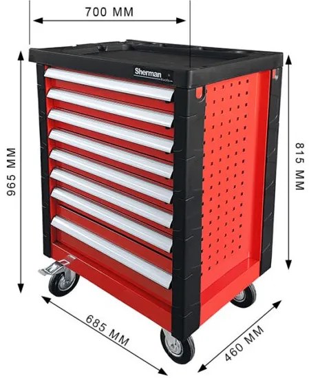 Sherman Dílenská skříň na nářadím 6/8 - Červená