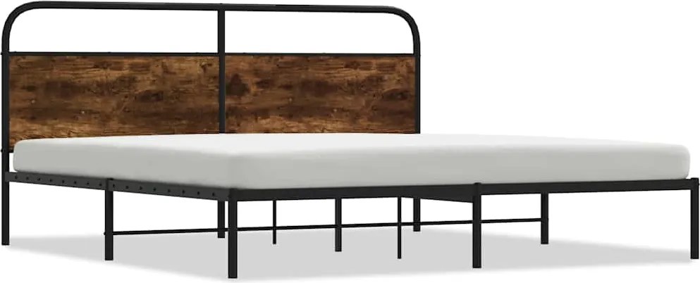 Kovový rám postele bez matrace kouřový dub 183 x 213 cm 3318631