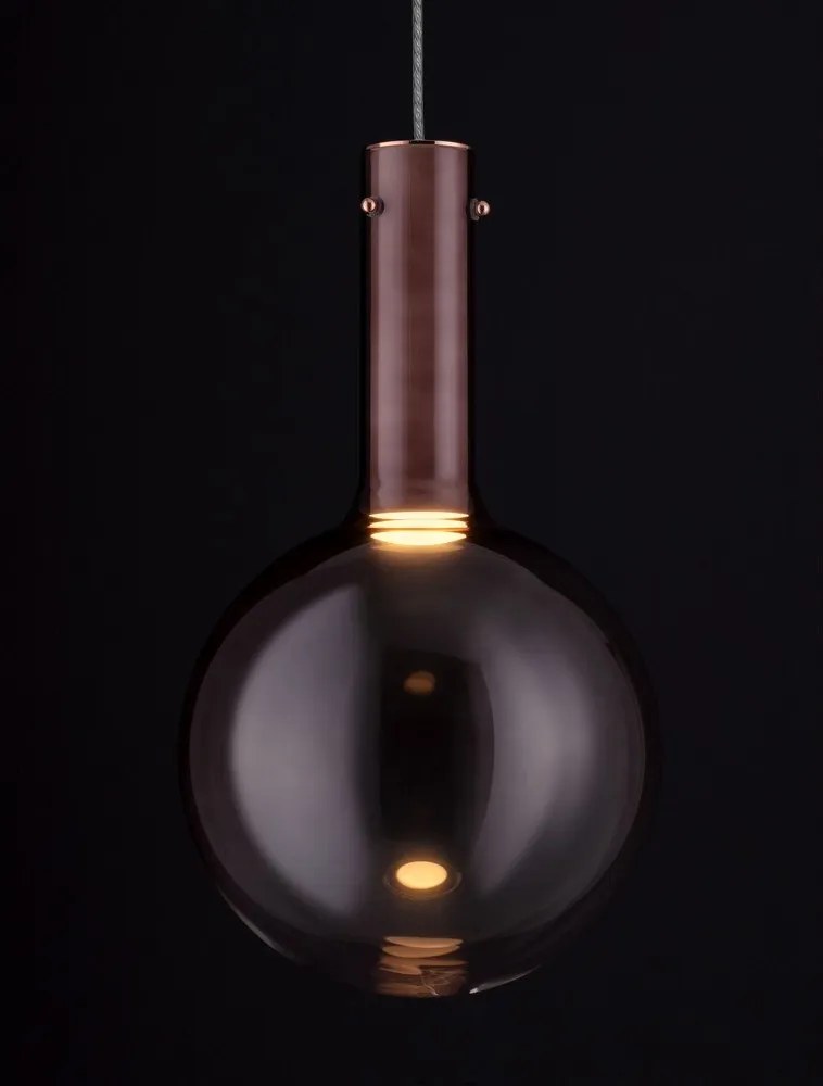 Hnědé skleněné LED stmívatelné závěsné svítidlo ø 25 cm Nostos – Nova Luce