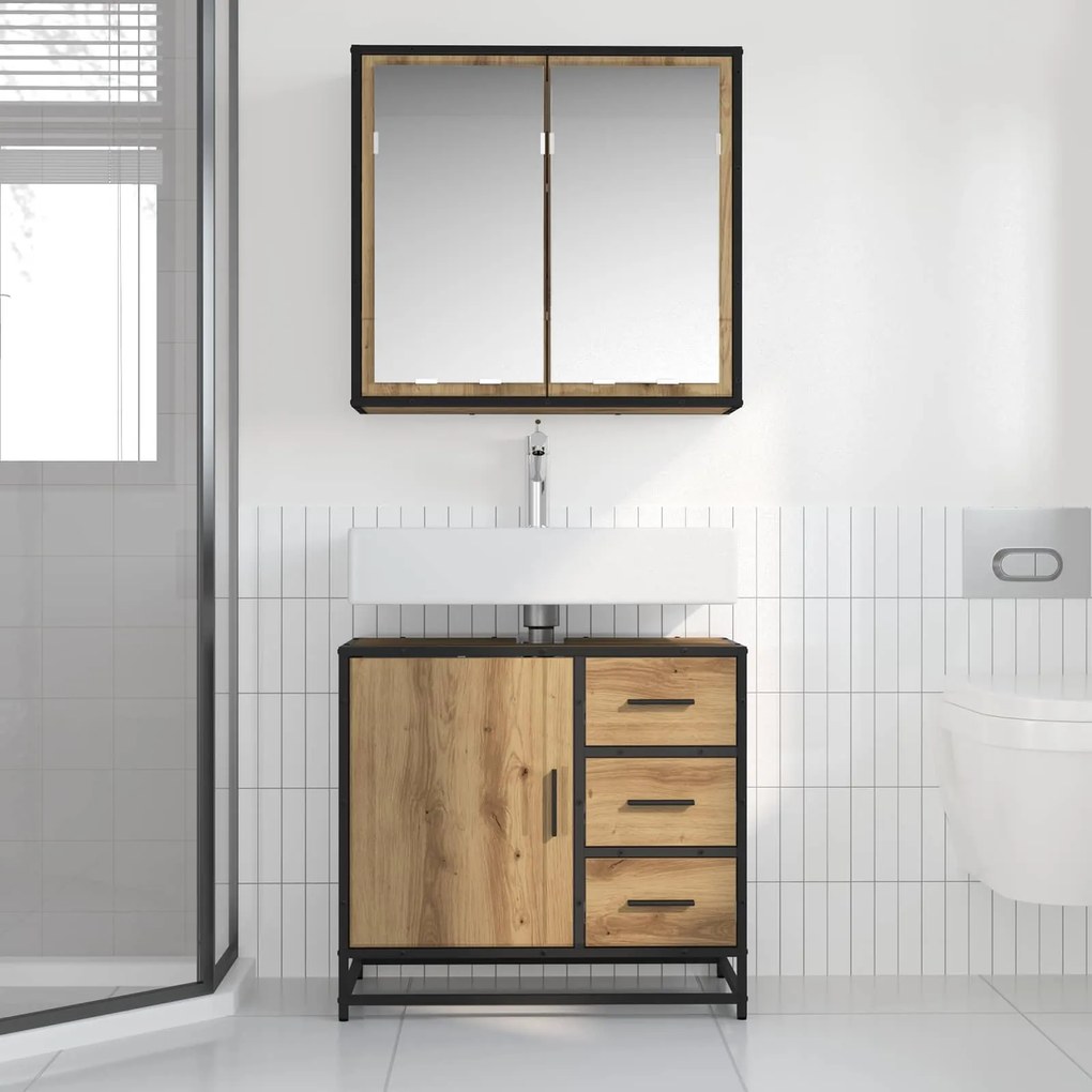 Sada koupelnového nábytku 2 ks Artisanový dub 65 x 33 x 60 cm 3402321