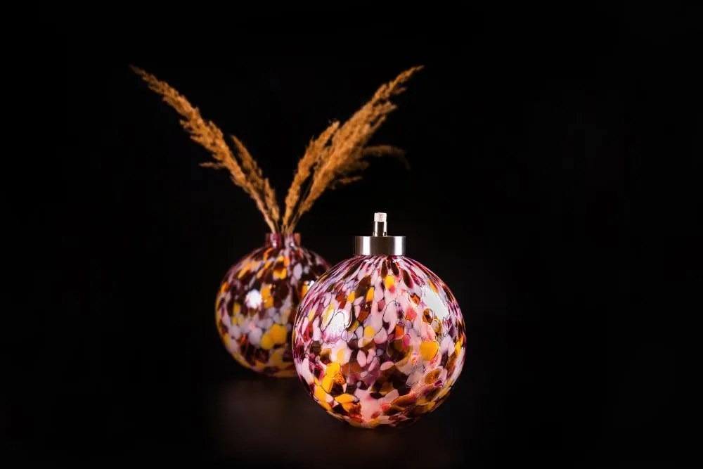 Skleněná olejová lampa SCUTI – Jantarově lososová