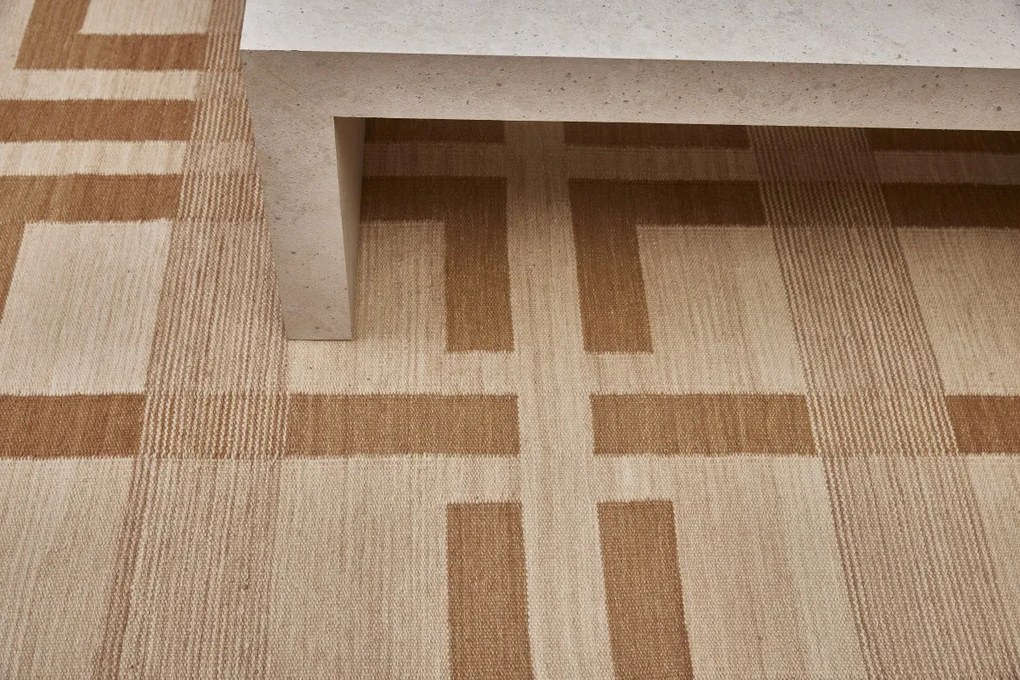 Diamond Carpets India, Ručně vázaný kusový koberec Leonidas DESP P124 Beige Mix, 140x200, béžová, hnědá, chodba / předsíň