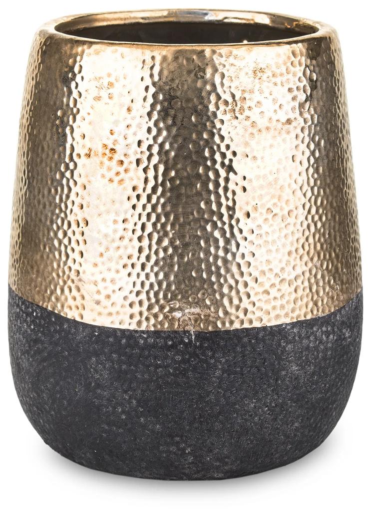 Kameninový obal na květináč černo-zlatý 23 cm 138460