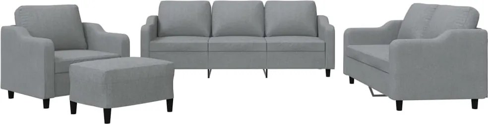 4dílná sedací souprava s poduškami světle šedá textil 3201778