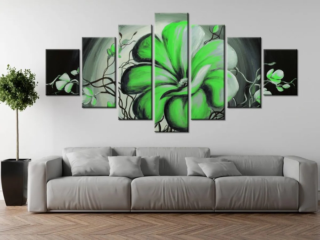 Gario Ručně malovaný obraz Zelená živá krása - 7 dílný Rozměry: 210 x 100 cm
