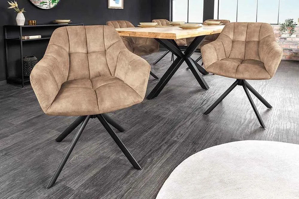 Designová otočná židle Vallerina šedo-hnědý samet