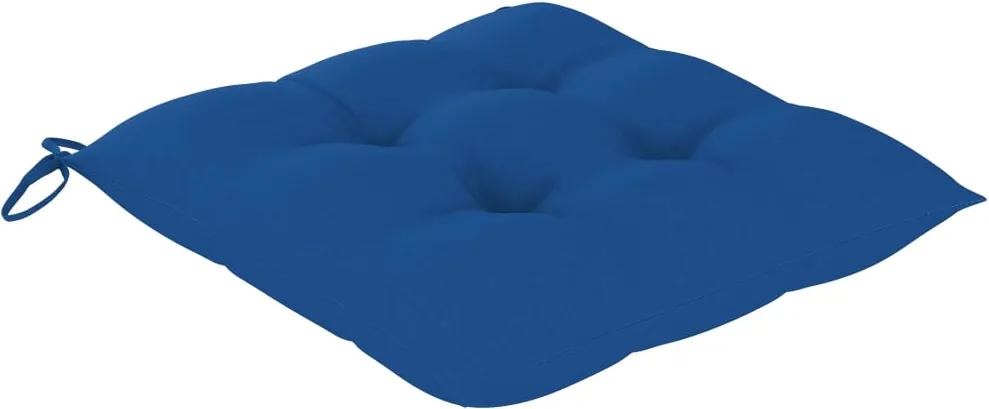 Zahradní židle Ferrill s modrými poduškami - 2 ks | masivní teak