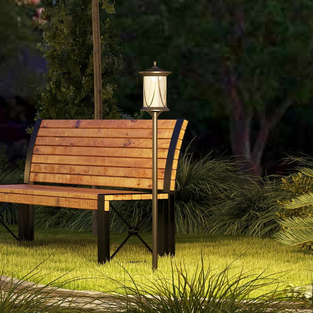Solární pouliční lampa LED Outsunny, IP44, ABS, 17W x 17D x 127H cm, se studeným bílým světlem LED, světelný senzor, vodotěsná, pro venkovní použití,…