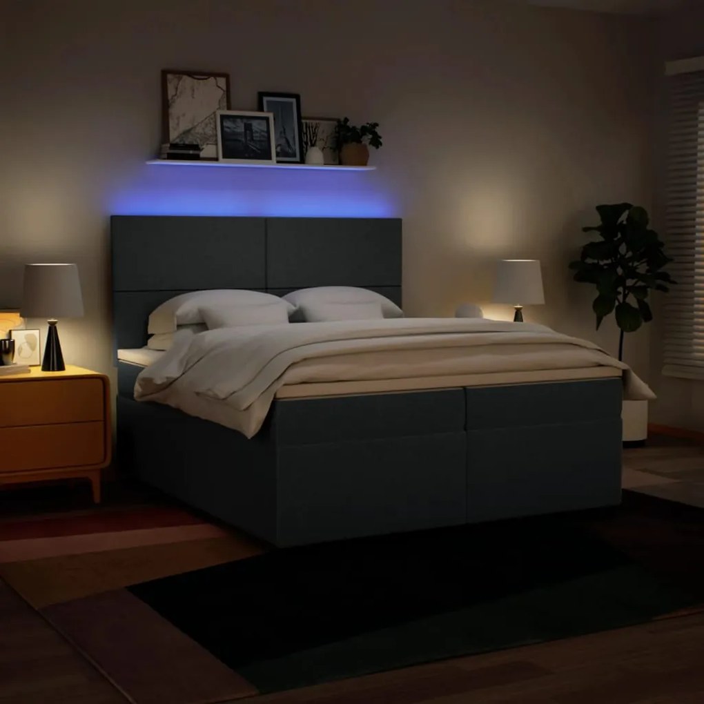 Box spring postel s matrací modrá 200x200 cm textil 3292894