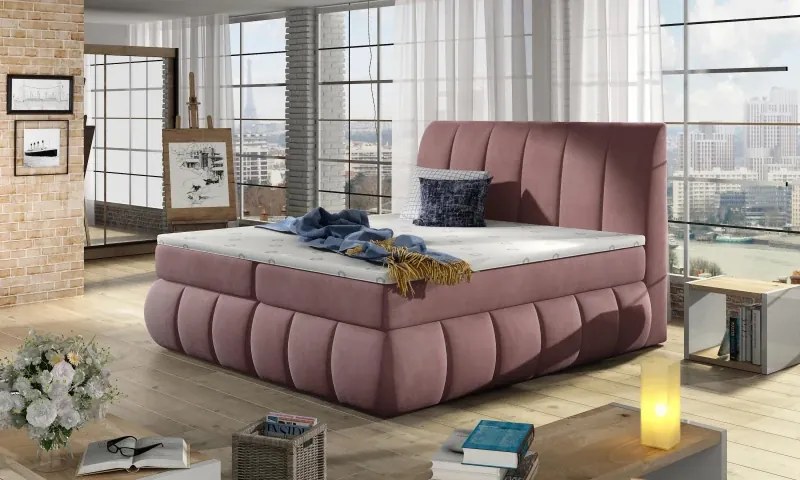 Postel Boxspring Vincenzia 200x180, růžová (Mat Velvet 63 - BVI 17)