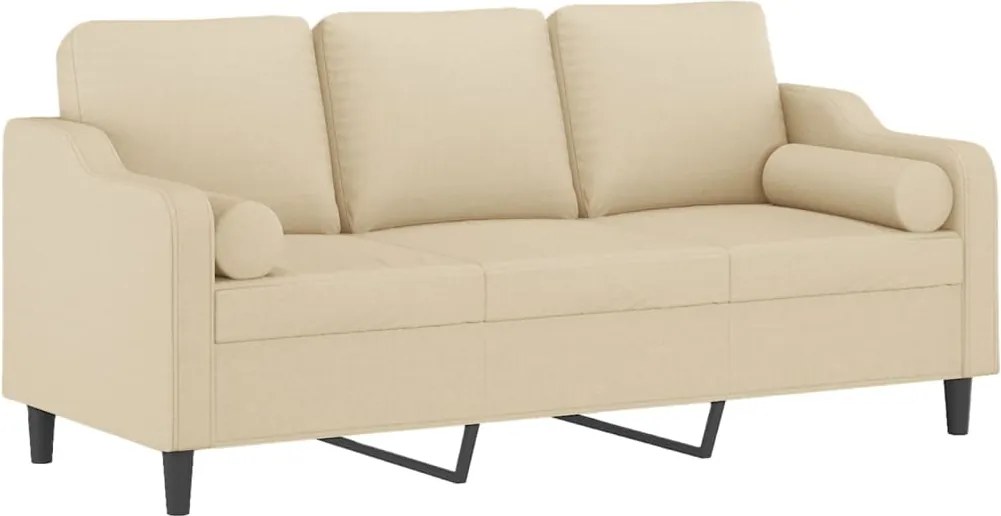 3místná pohovka s polštáři krémová 180 cm textil 3200855