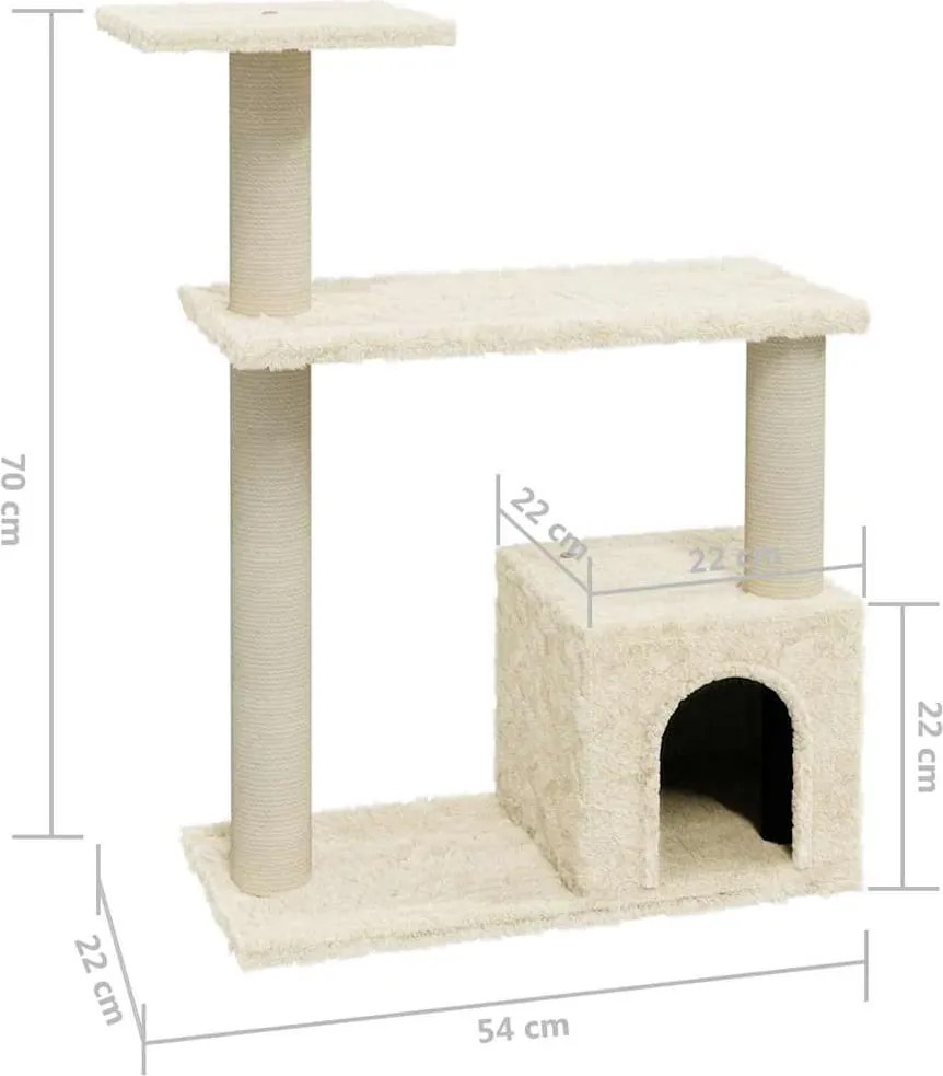 Škrabadlo pro kočky se sisalovými sloupky krémové 70 cm 171433