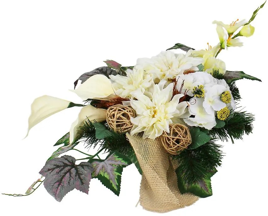 Květinové aranžmá v míse se 6 květy 28x30cm 443913