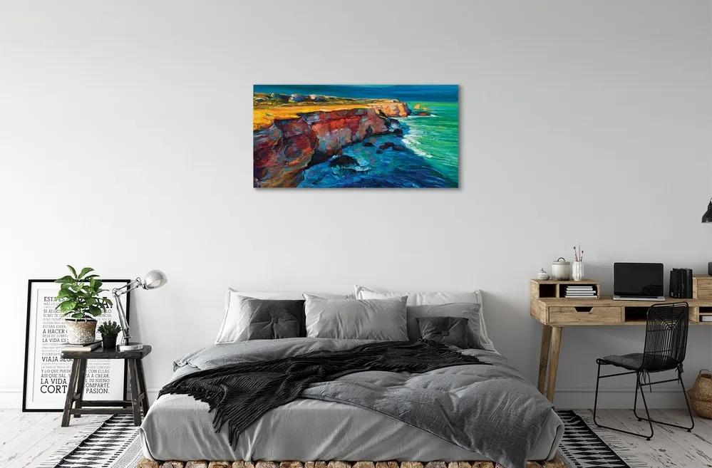 Obrazy na plátně Mořská oblohy skály 125x50 cm
