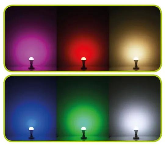 Diolamp SMD LED žárovka matná Ball P45 4W/230V/E27/RGB+3000K/300Lm/120°/Dim/dálkový ovladač