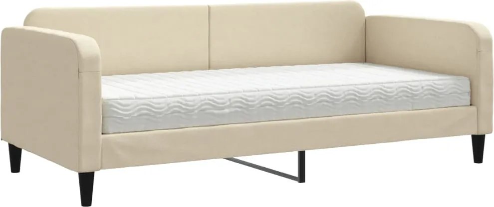 Válenda s matrací krémová 90 x 200 cm textil 3196802