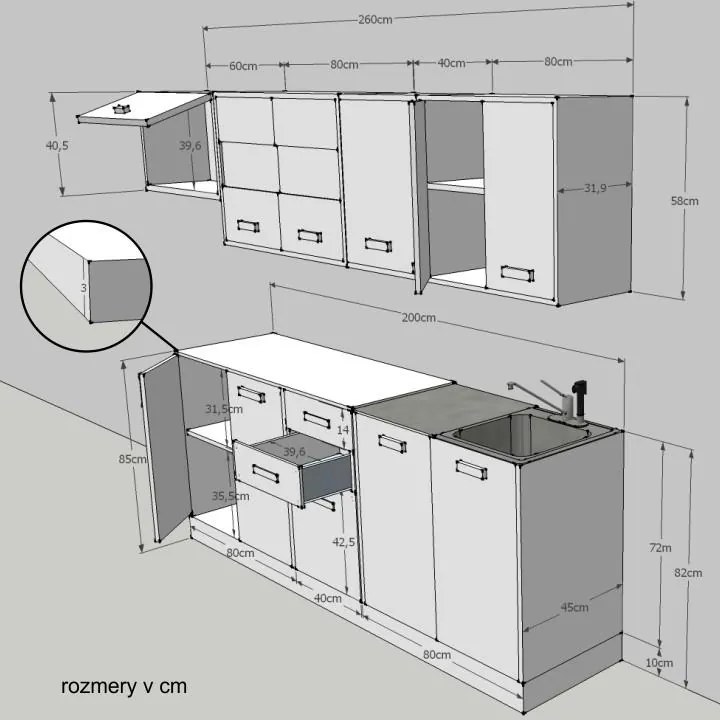 Kuchyňská linka PROMO 260 Tempo Kondela