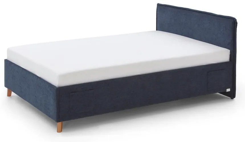 Tmavě modrá čalouněná dětská postel s úložným prostorem s roštem 120x200 cm Fun – Meise Möbel Biano.cz