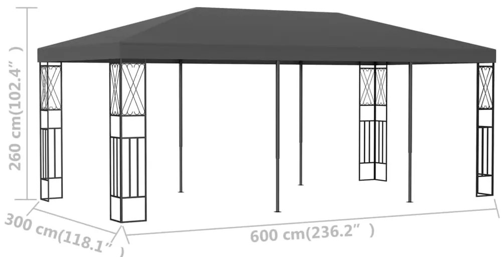 vidaXL Marketos Altán 3 x 6 m antracitový textil