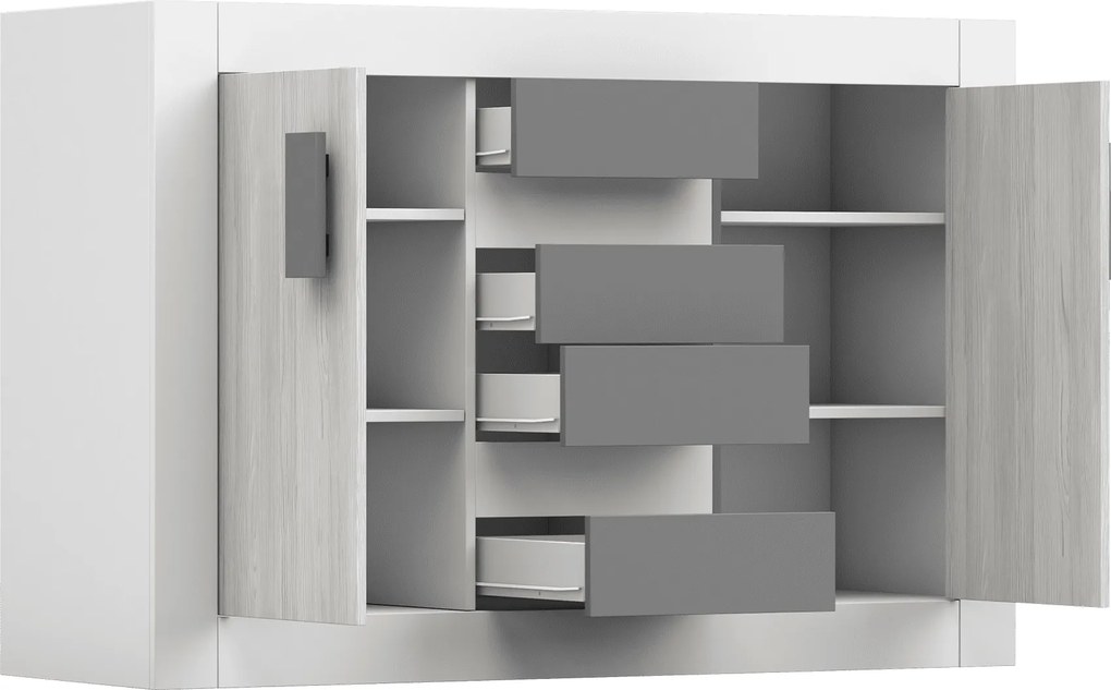 IDZ Komoda HELIOS 2D4S 27, 145 cm Dub Kathult/Bílá