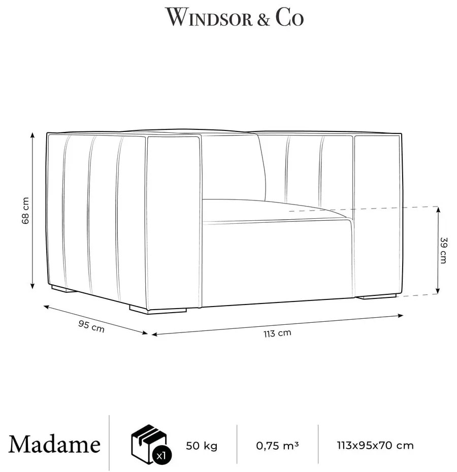 Tmavě hnědé kožené křeslo Madame - II. jakost – Windsor &amp; Co Sofas