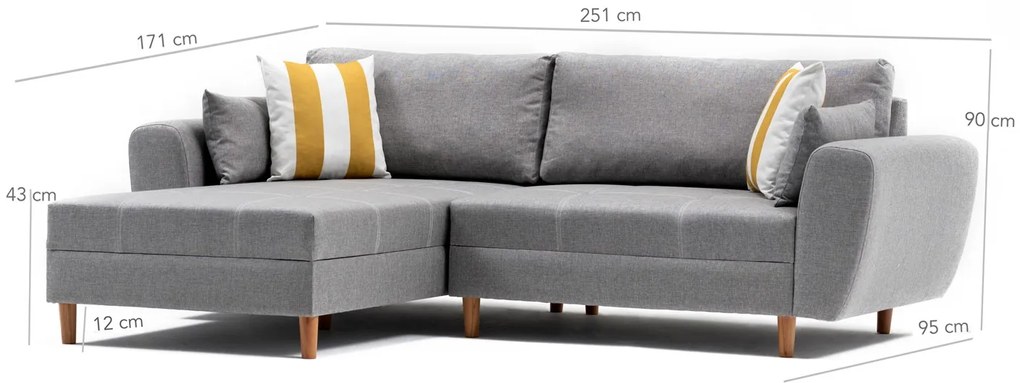 Hanah Home Rohová pohovka IGOR světle šedá levá 825BLC1382
