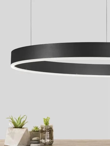 LED lustr Motif 80 černé CCT s dálkovým ovládáním