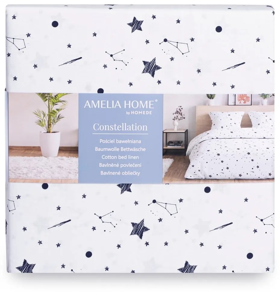 Lenjerie de pat dublu din bumbac AmeliaHome Averi Constellation, 200 x 200 cm