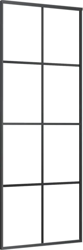 vidaXL Posuvné dveře 76 x 205 cm čiré ESG sklo a hliník [151666] Barva: Černá