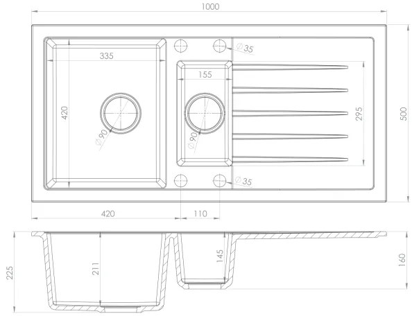 Sapho - Kuchyňský dřez 100x50 cm granit/béžová