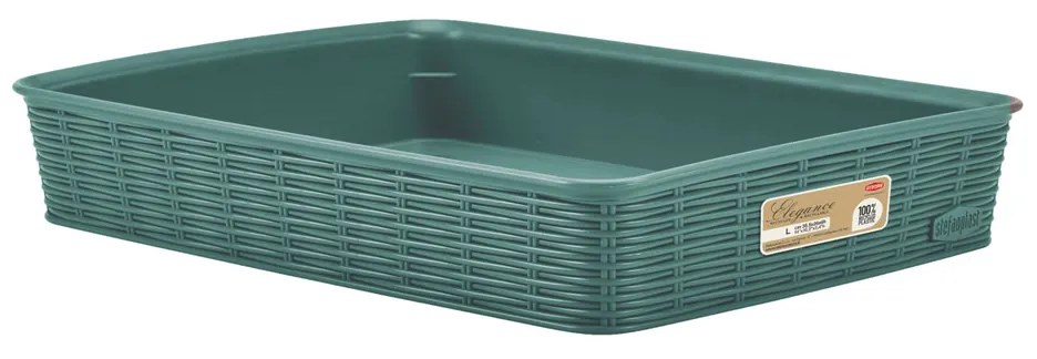 STEFANPLAST Košík Elegance L, 35,5x26x6cm, zelenošedý